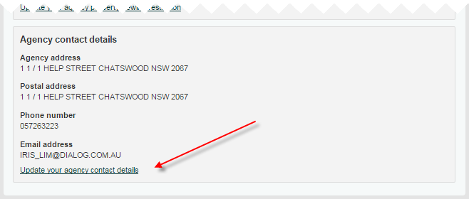 Help Detail - Manage Agency Details